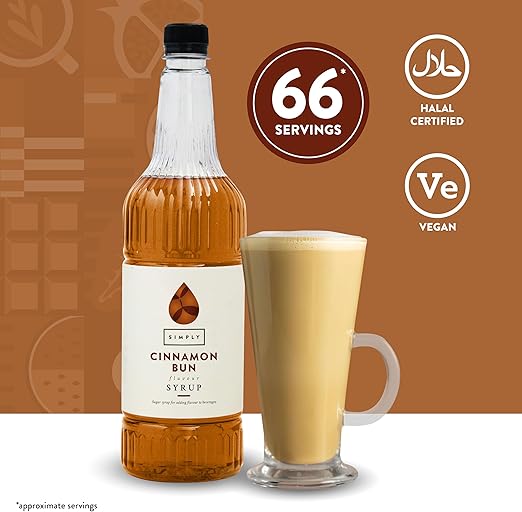 Simply Cinnamon Bun Syrup 1 Litre | Dessert Coffee Flavouring | UK ...