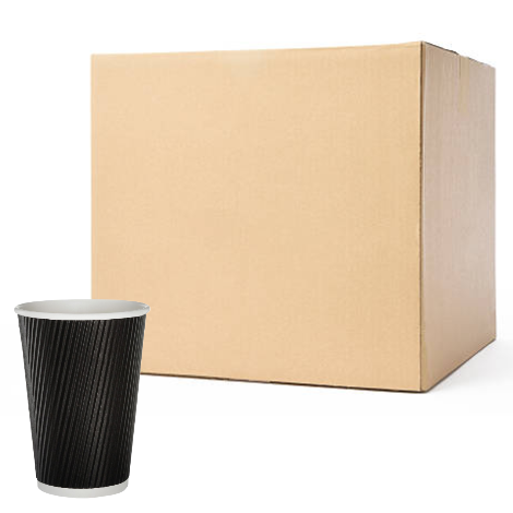8oz Black Ripple Disposable Paper Cups (500) - Discount Coffee