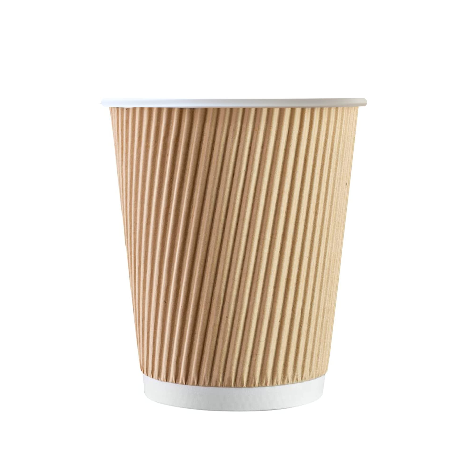 8oz Kraft Ripple Compostable Paper Cups (500) - Discount Coffee