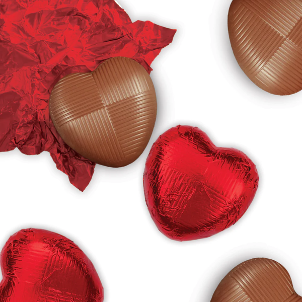 Red Foiled Milk Chocolate Hearts 1kg | Bulk | Discount Coffee