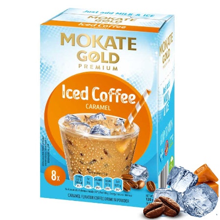 Mokate Instant Caramel Iced Coffee Sachets (8) - Discount Coffee